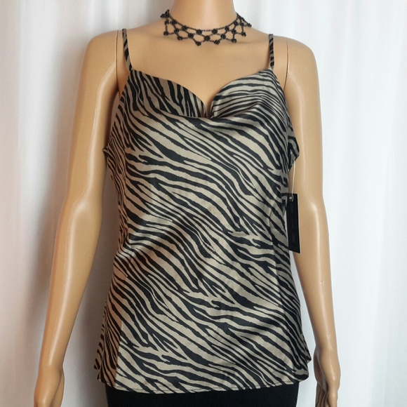 OLM | Tops | Nwtolm Tiger Print Spagetti Straps Cowl Neck Sz M | Poshmark